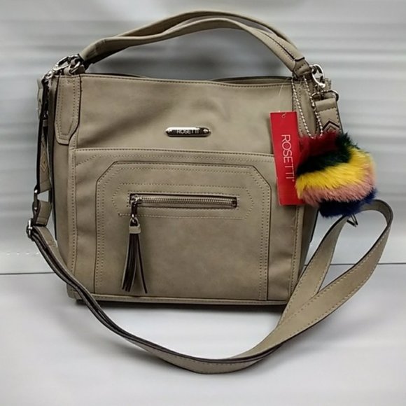 Rosetti | Bags | Tan Satchel With Pom Poms | Poshmark